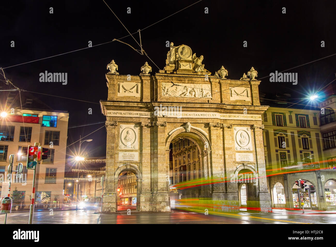 Triumphal Arch in Innsbruck at night - Austria Stock Photo - Alamy