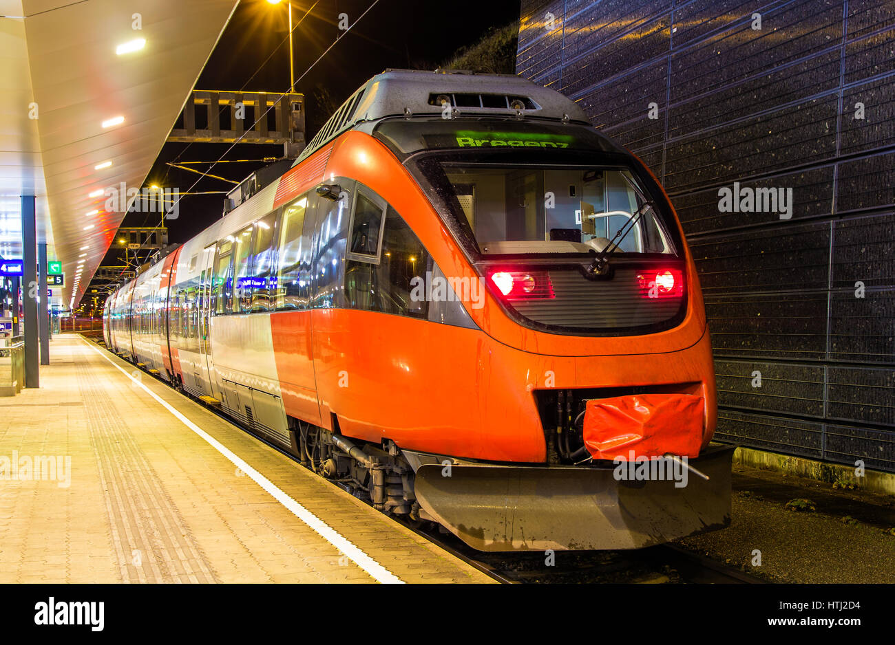 Austrian local train at Feldkirch station Stock Photo - Alamy
