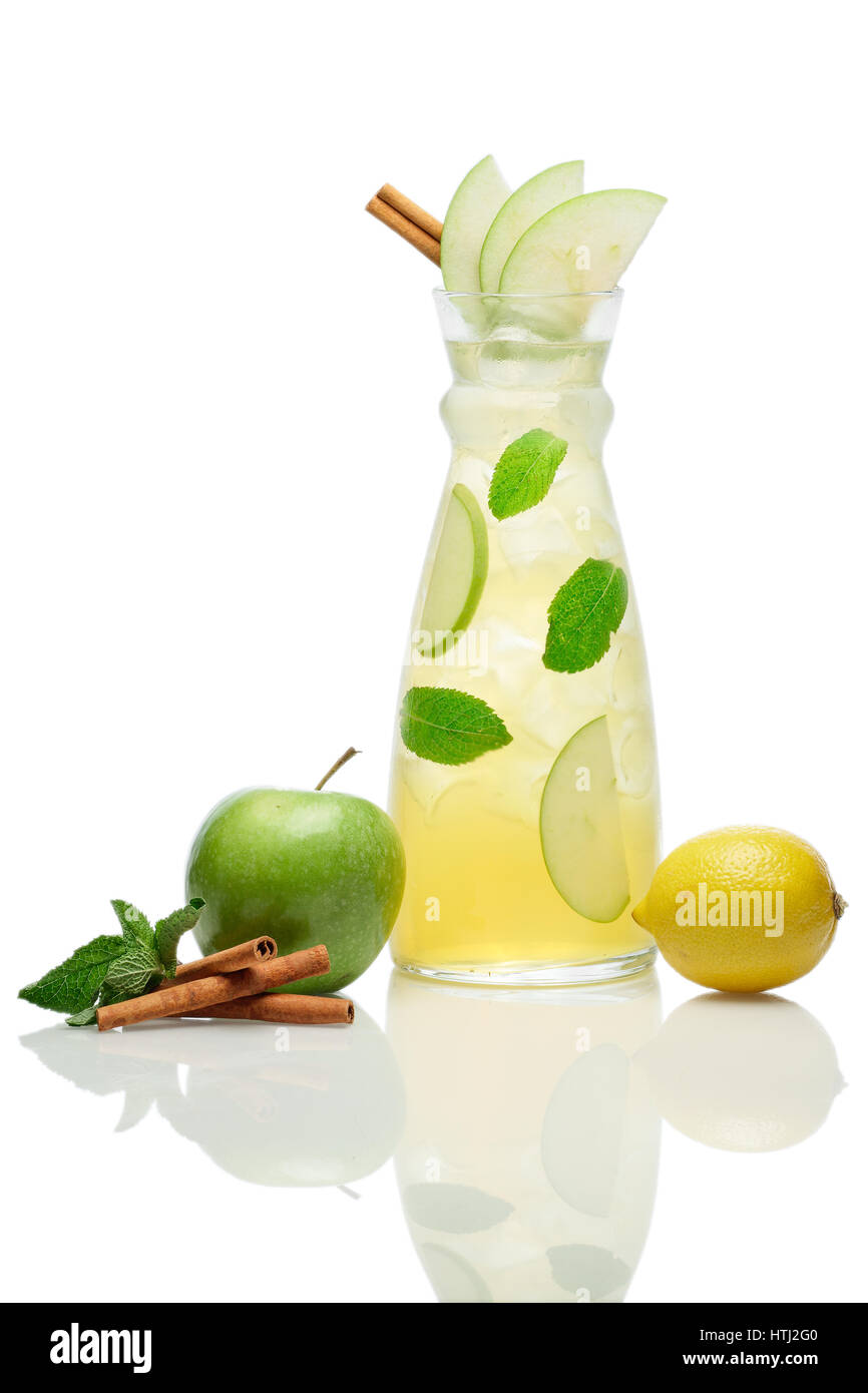Cold drink apple, lemon, cinnamon and mint Stock Photo - Alamy
