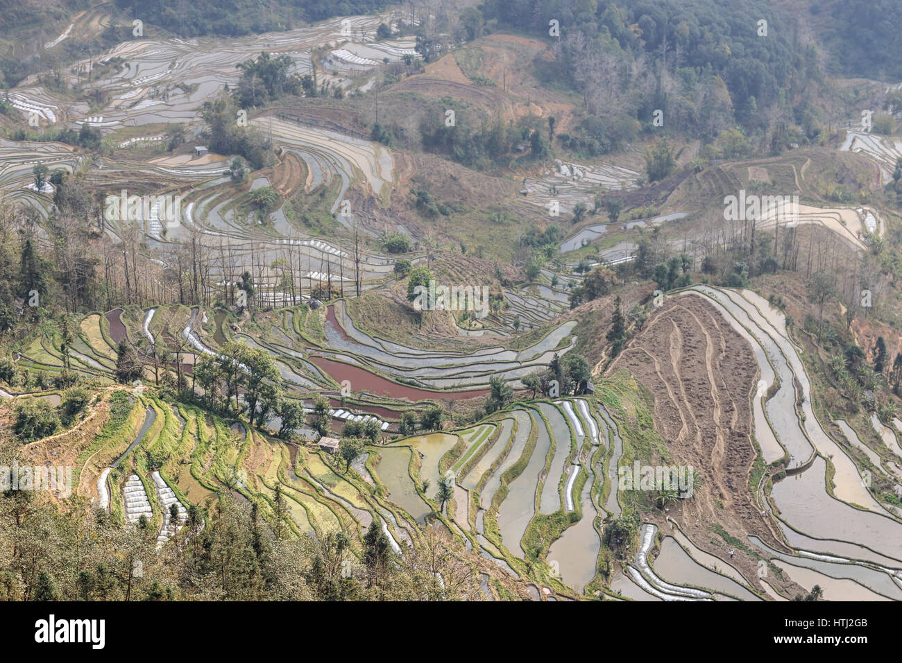 Sunset over YuanYang rice terraces in Yunnan, China, one of the latest ...