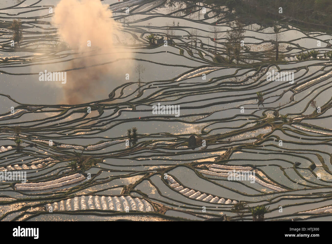 Sunset over YuanYang rice terraces in Yunnan, China, one of the latest ...