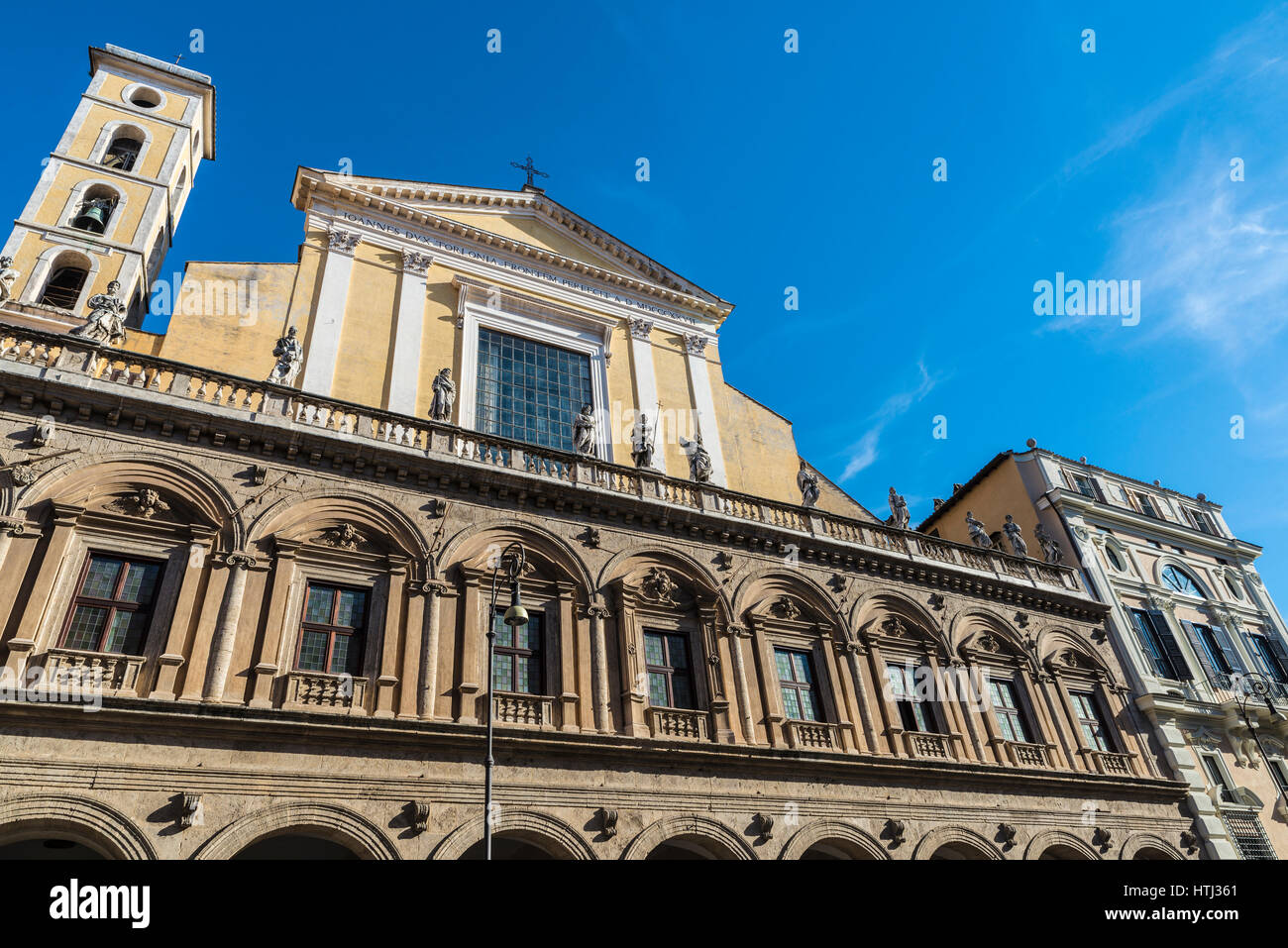 Facade of a church and an old classic building in the historical center ...