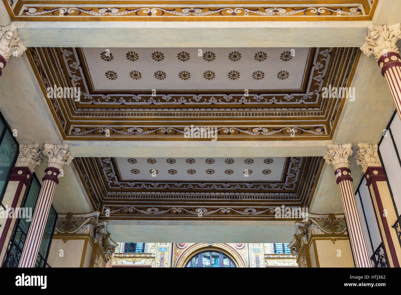 Ceiling of an old classic decor building in the historical center of ...