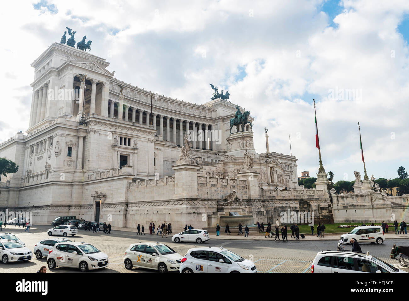 Rome, Italy - January 2, 2017: Taxi stand in front of the Vittorio ...