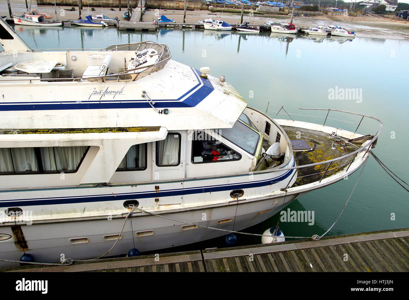 Littlehampton, UK - October 25th 2016: Old, neglected luxury boat ...