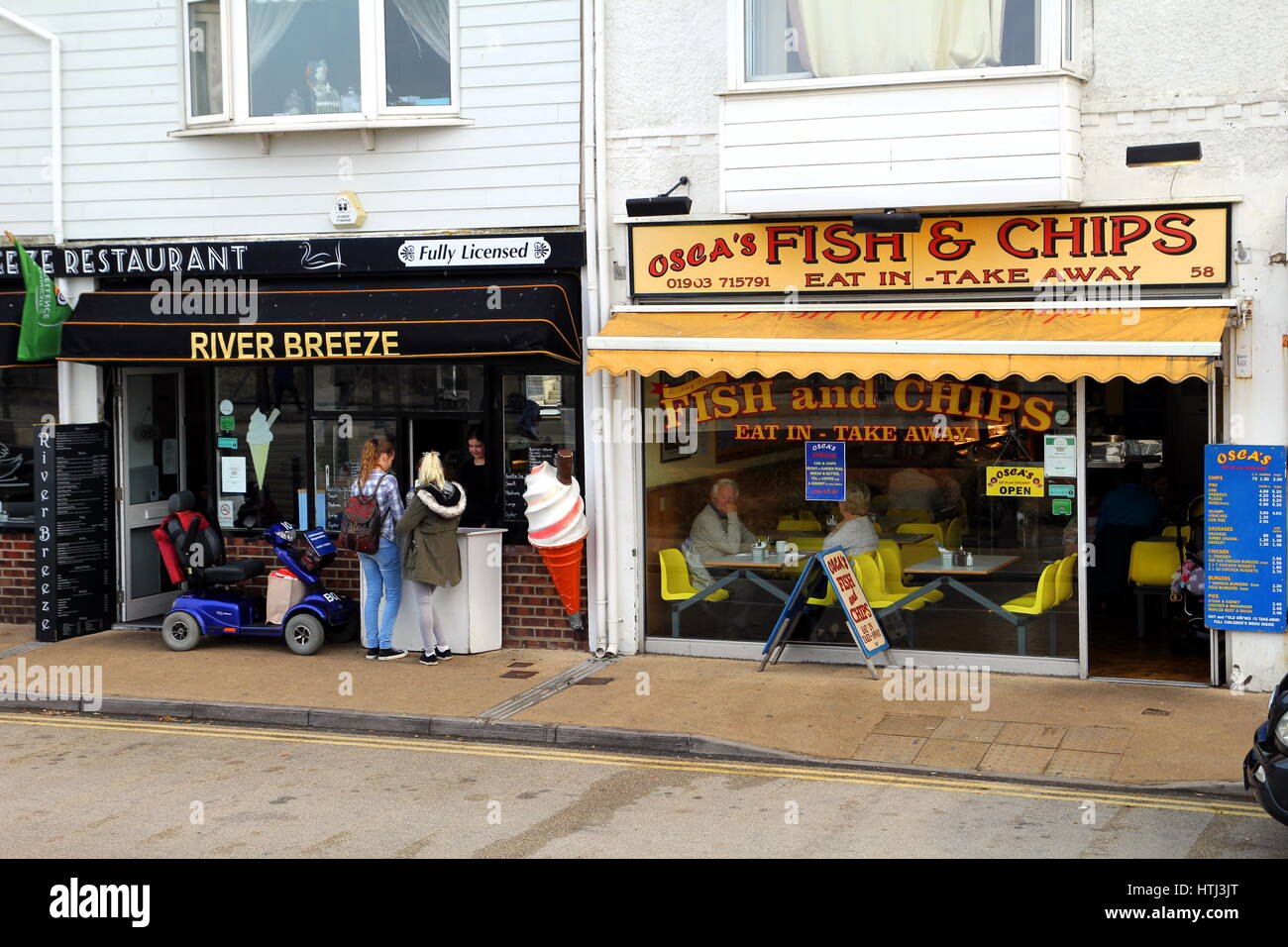 Littlehampton, UK - October 25th 2016: Traditional fish and chip shops ...