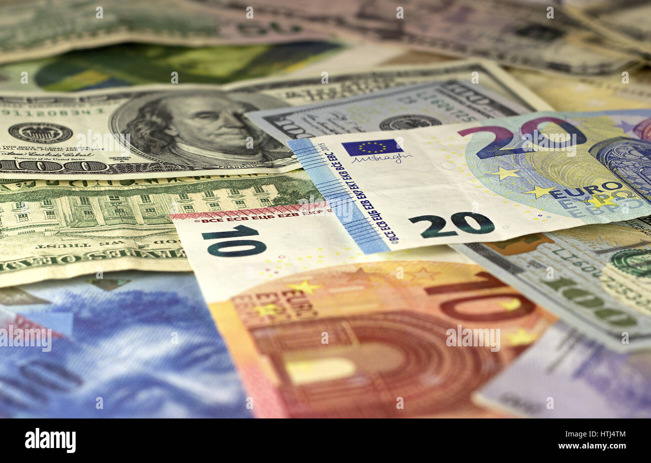 Money background american dollars, euro and swiss franc Stock Photo - Alamy