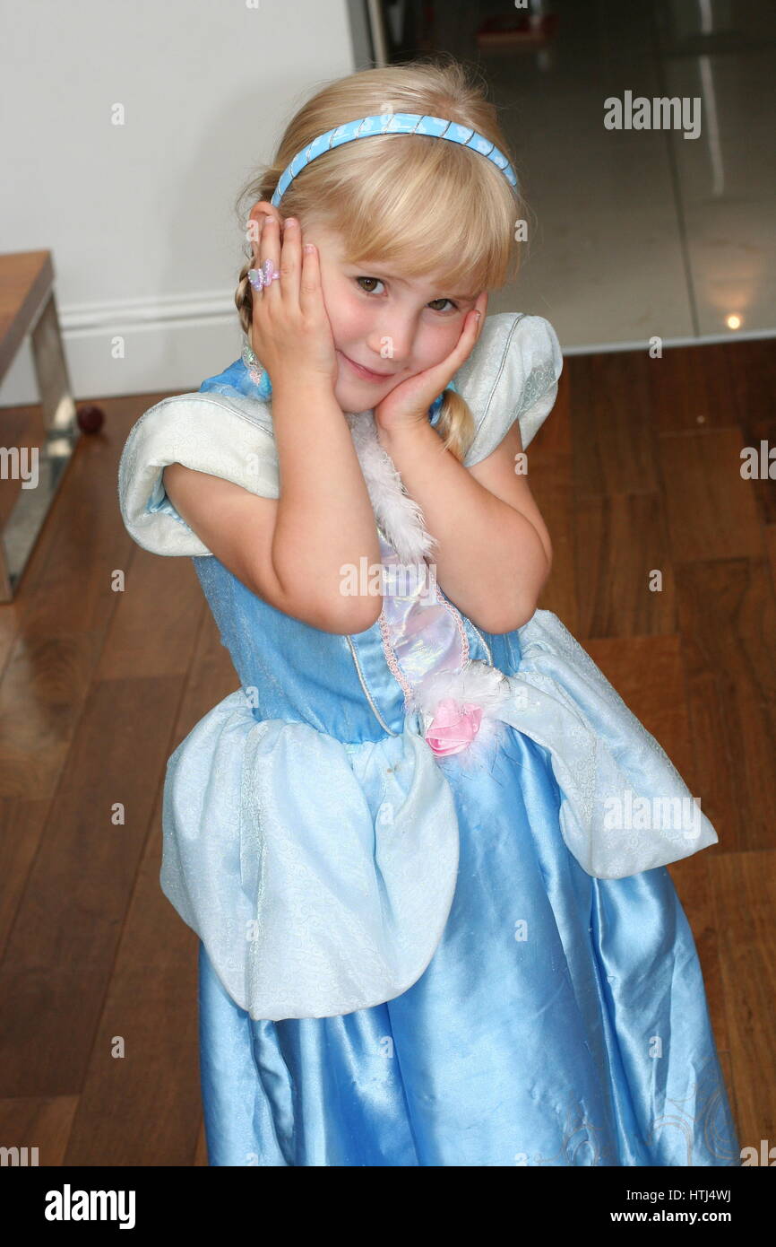 Little blonde girl, child kid dressed up as Disney Cinderella, disney ...