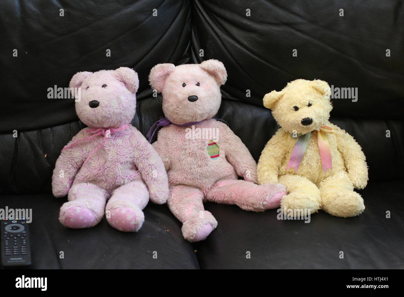three beanie bears ,teddy bears sitting on the couch, beanie babies ...