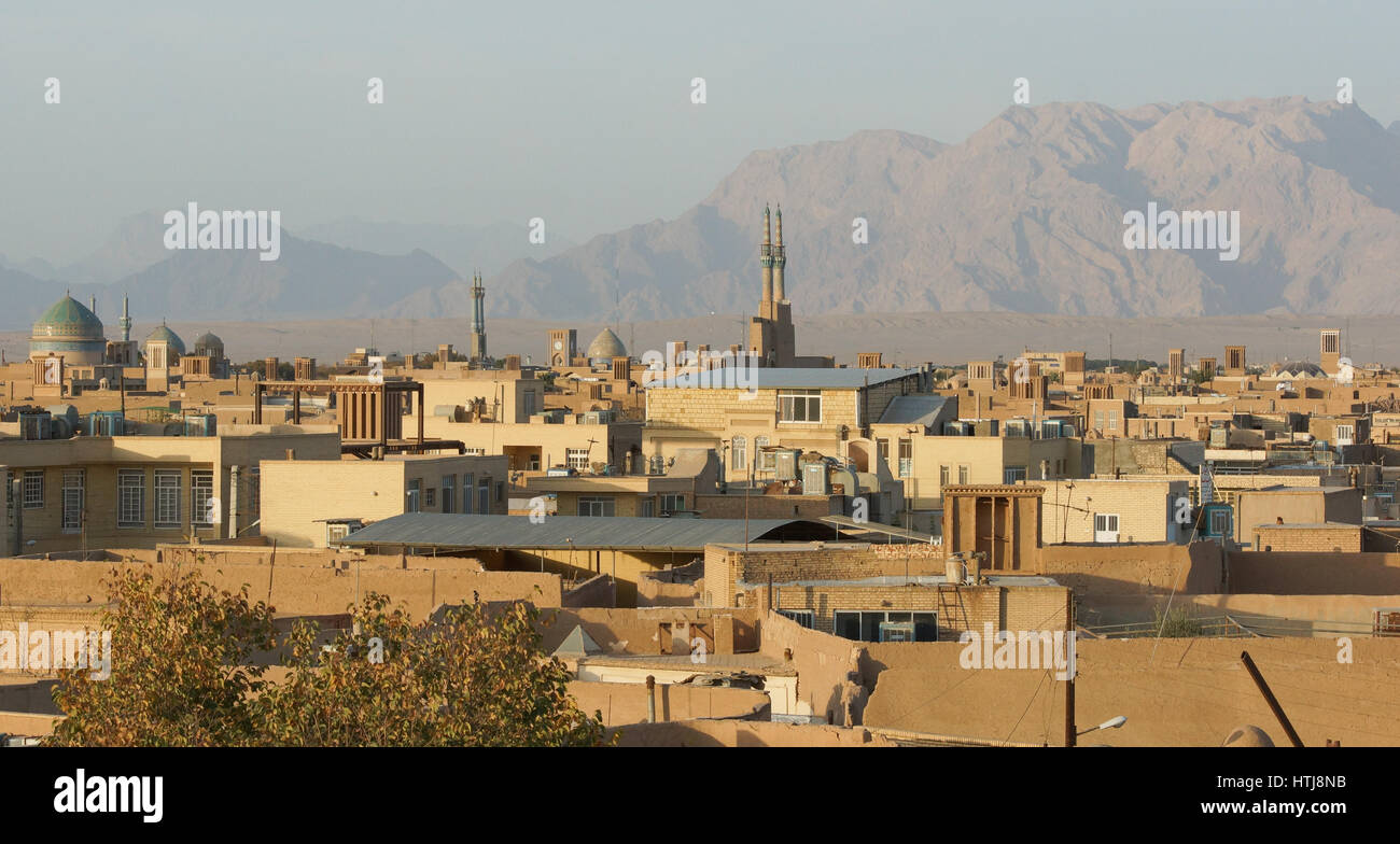 Panorama of Yazd on Sunset, Iran, Asia Stock Photo - Alamy