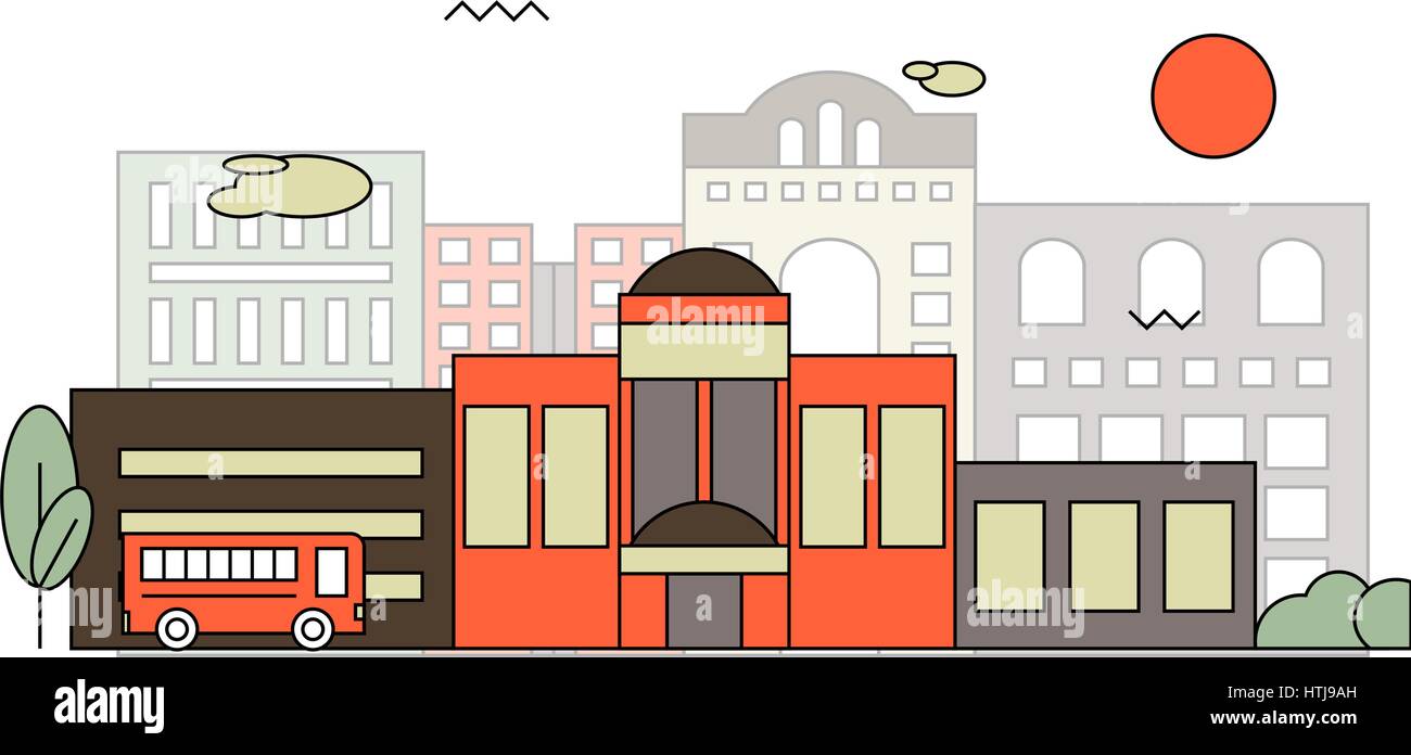 Bright flat illustration of school building Stock Vector Image & Art ...