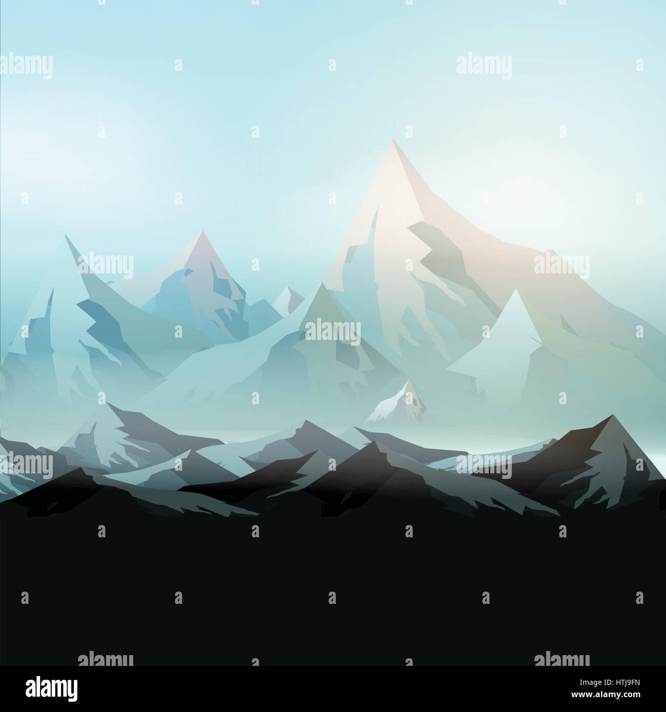 Abstract Sunrise Mountains - Vector Illustration Stock Vector Image ...