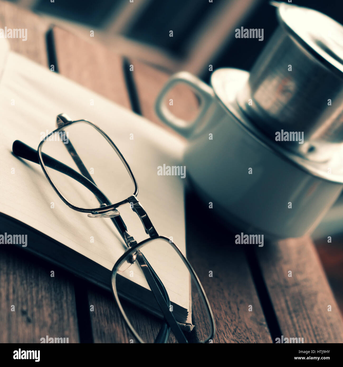 Coffee time in morning, relax moment in rainy day, coffee cup on cafe ...