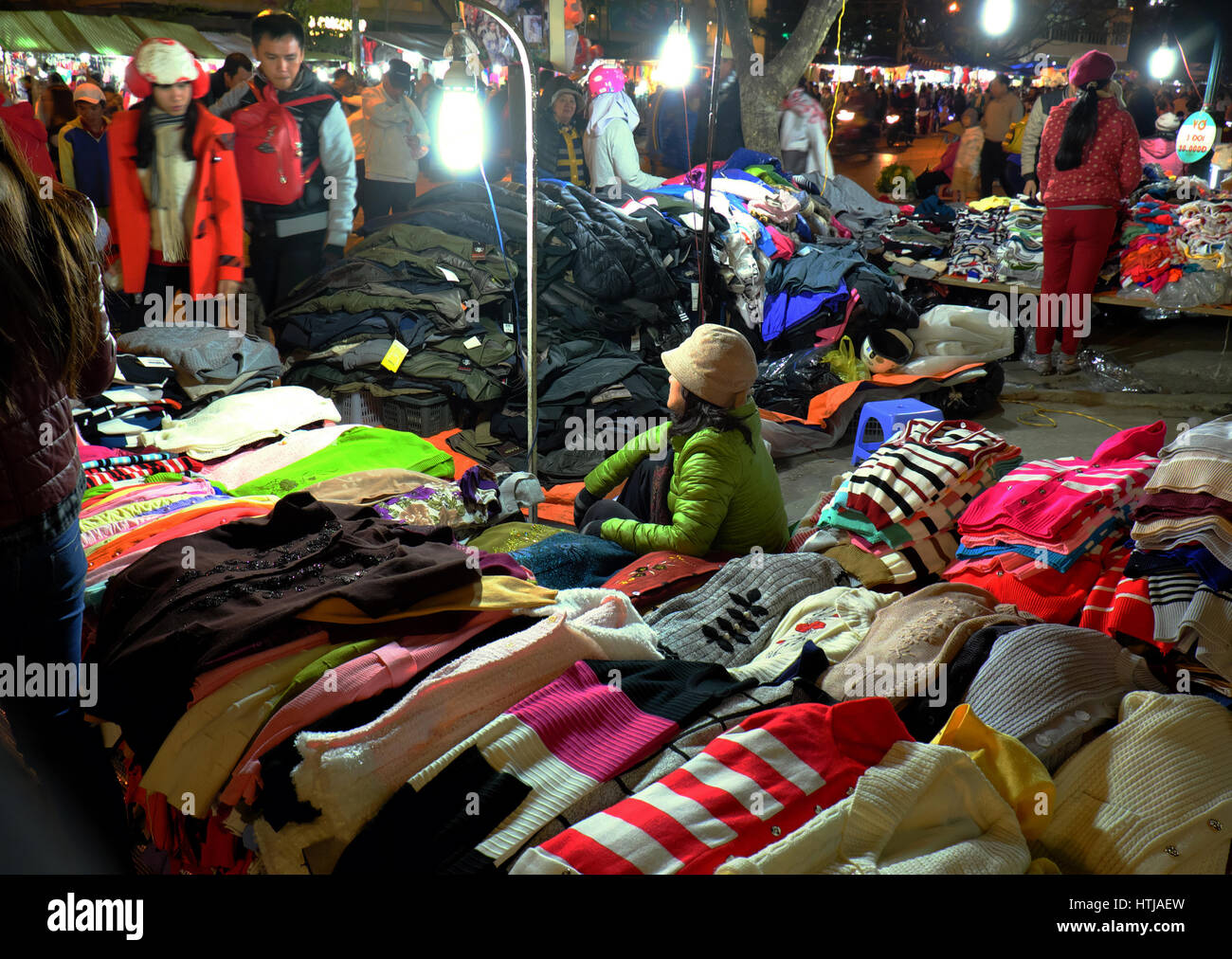 Da Lat, Viet Nam, Crowded atmosphere at Dalat night market, traveler ...