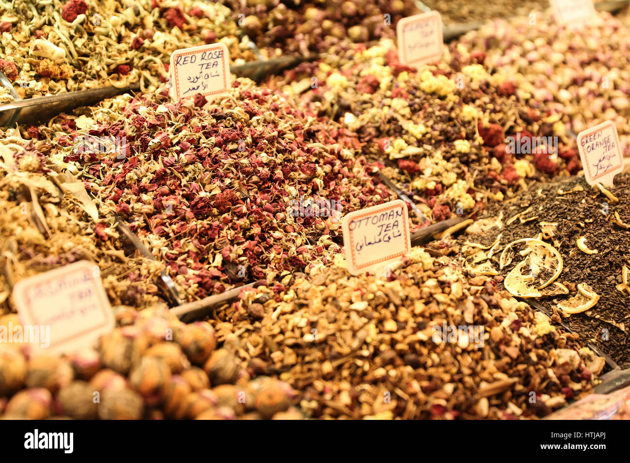 Teas in Spice Bazaar, Istanbul City, Turkey Stock Photo - Alamy