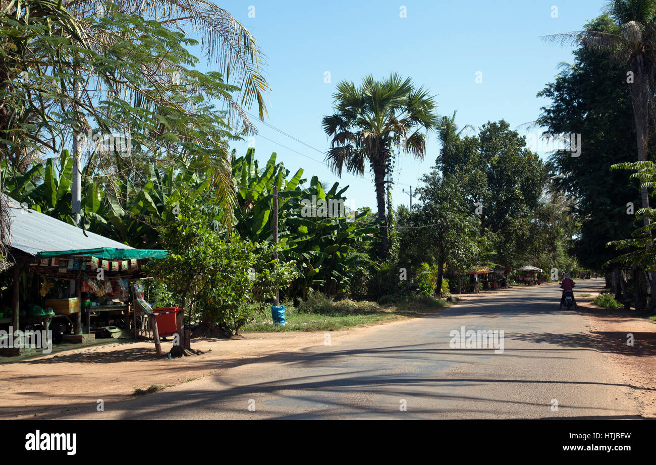 Main Road through Preah Dak Village in Siem Reap - Cambodia Stock Photo ...