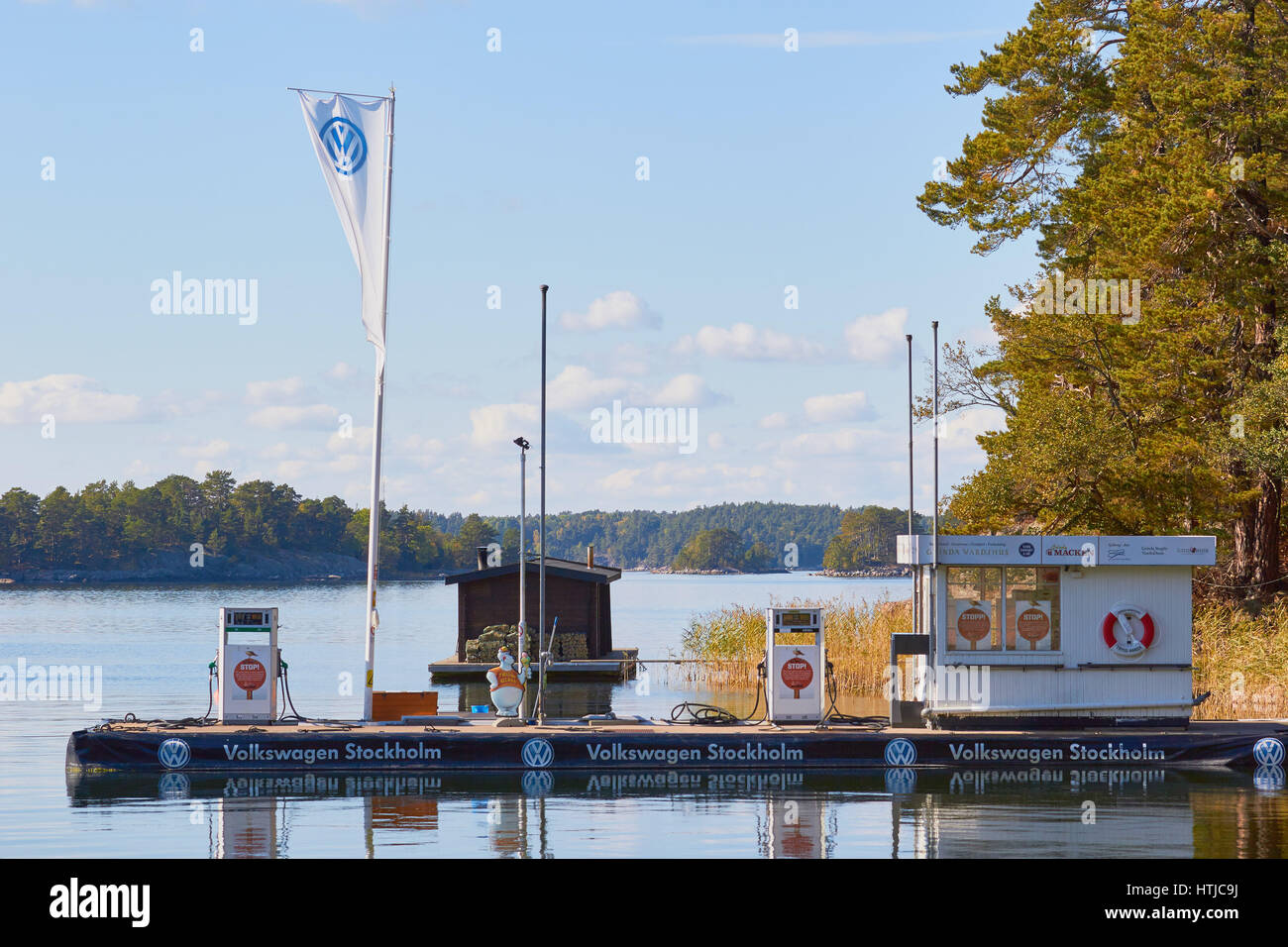 Floating boat refuelling platform, Grinda, Stockholm archipelago ...