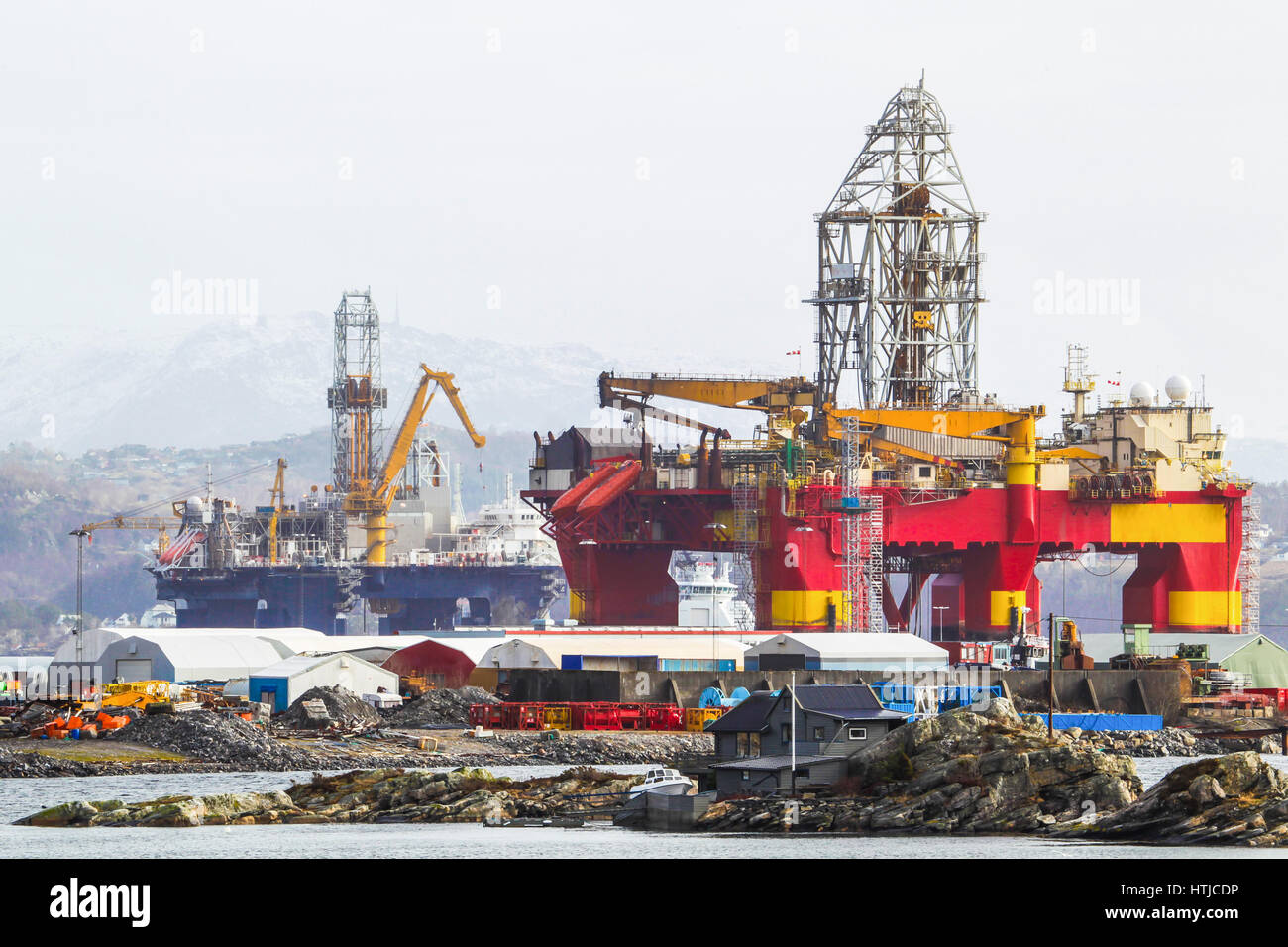 Oil platforms under maintenance near Bergen, Norway Stock Photo - Alamy