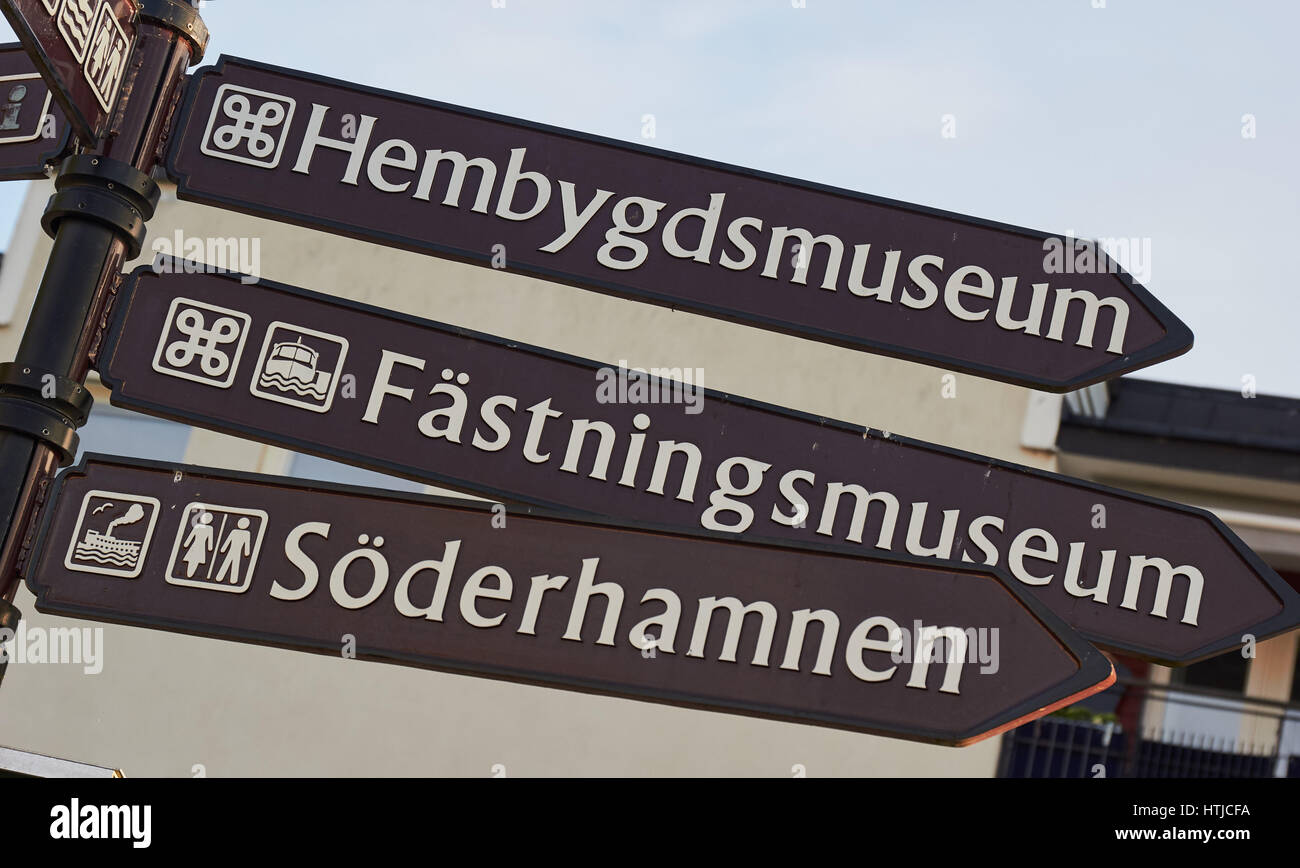 Information signs, Vaxholm, Sweden, Scandinavia Stock Photo - Alamy