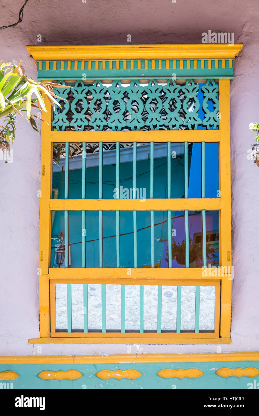 Colorful wooden window Stock Photo - Alamy