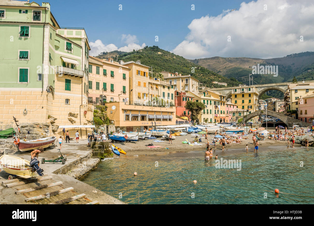Old quarter and harbour of Bogliasco at the Rivera di Levante in ...