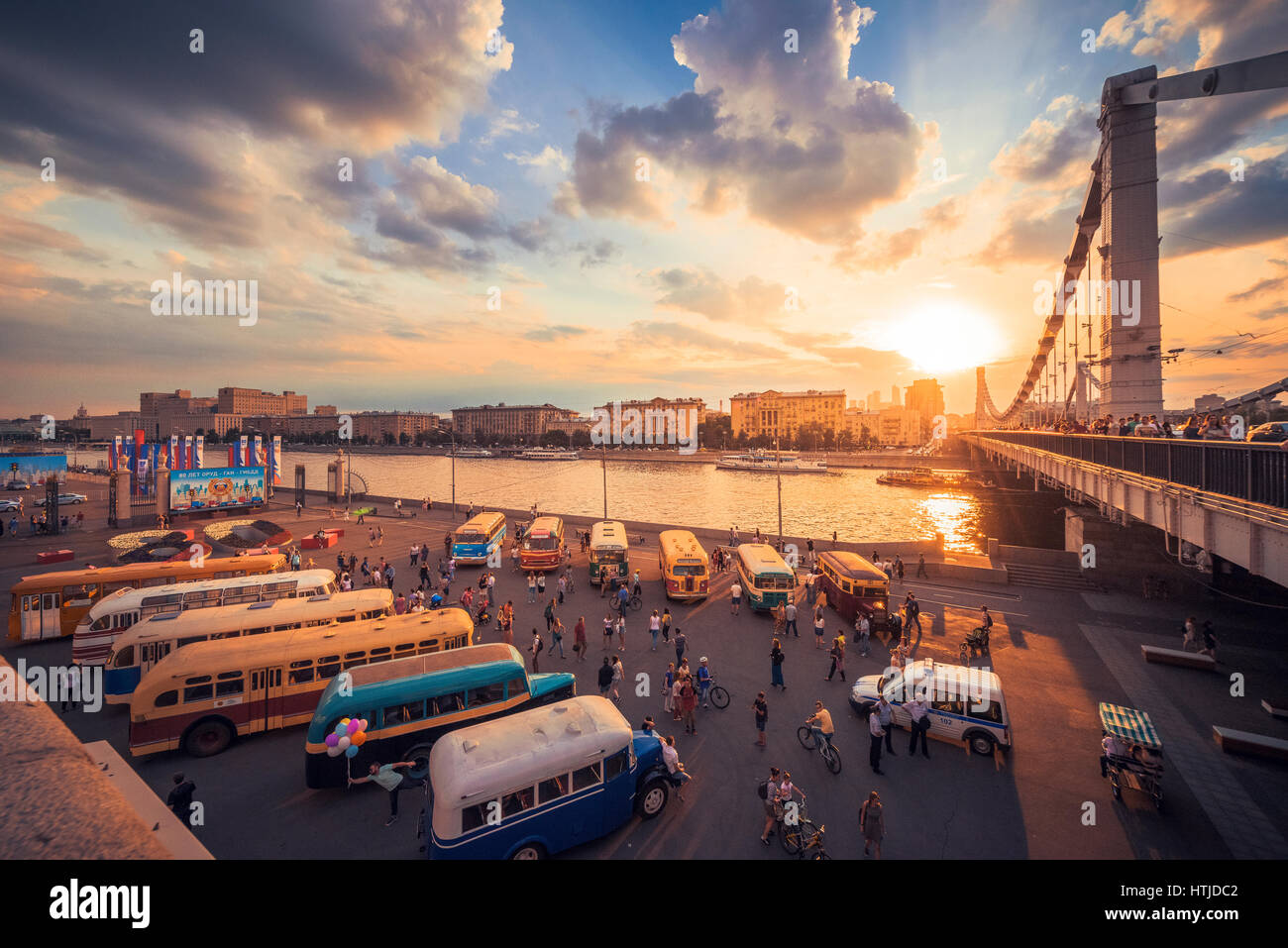 Soviet buses in USSR in the Krymsky Bridge (Moscow Stock Photo - Alamy