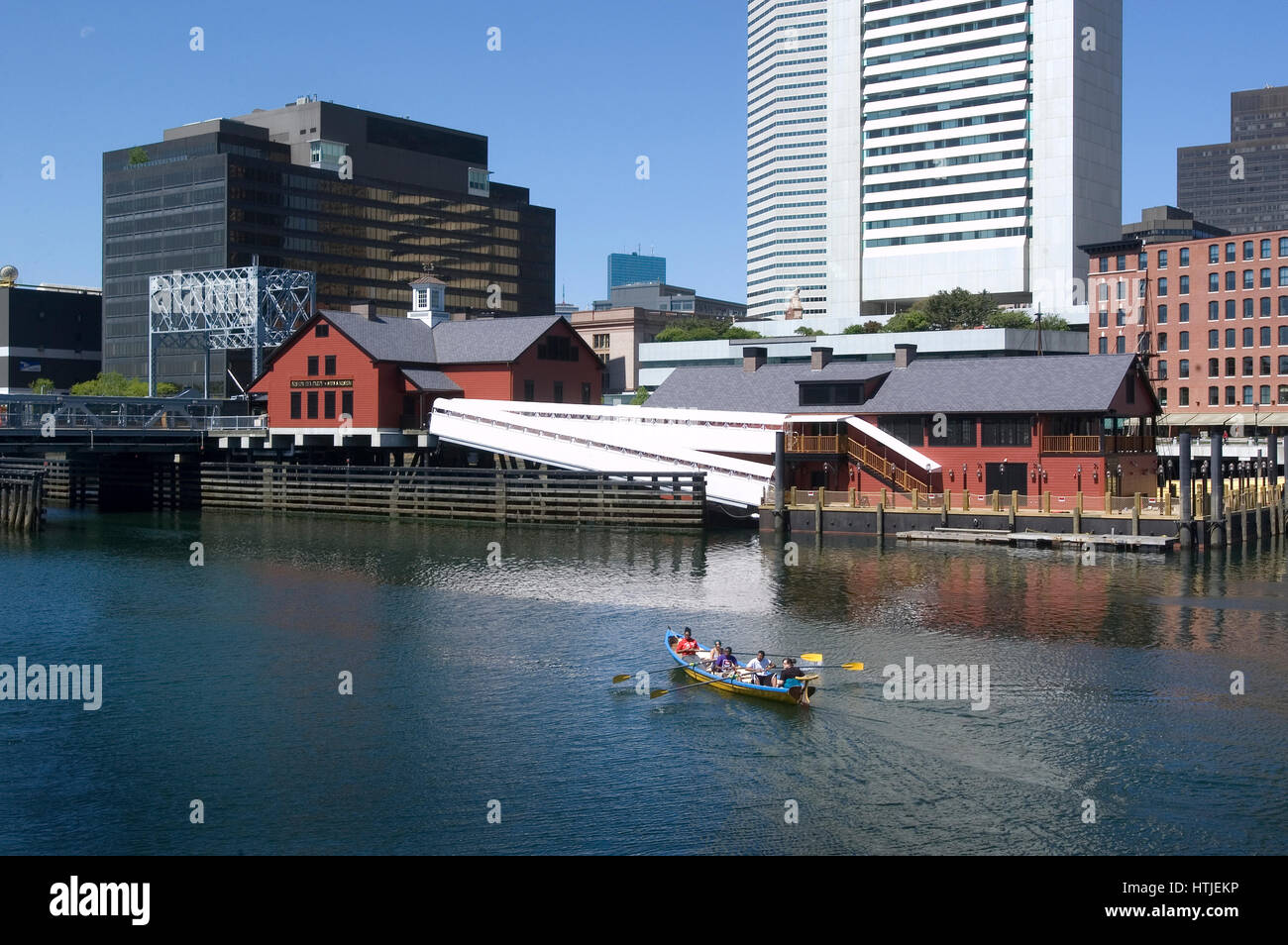 Boston Tea Party Museum with the city skyline behind Stock Photo - Alamy