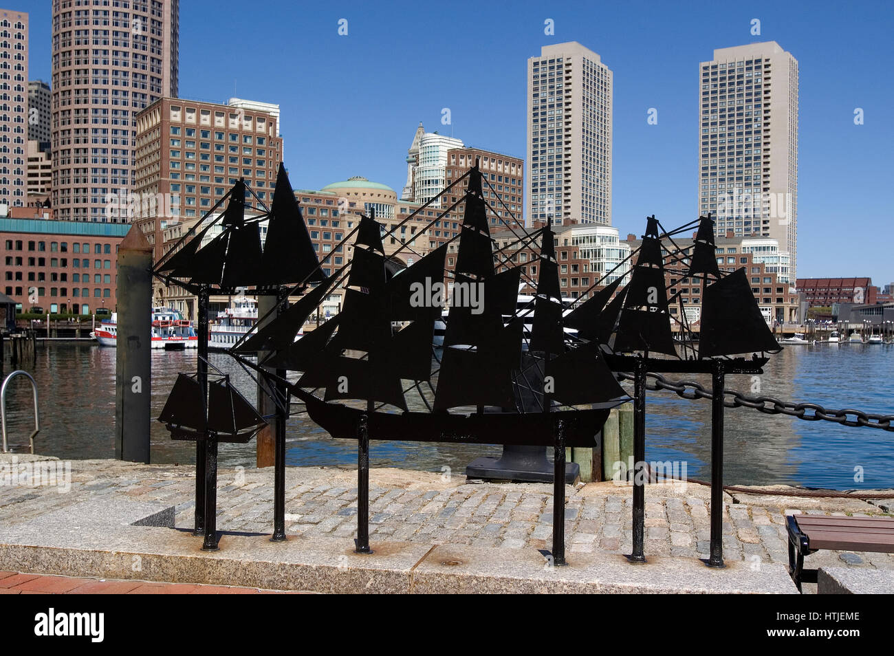 Artwork in front of the John Joseph Moakley Courthouse with the ...