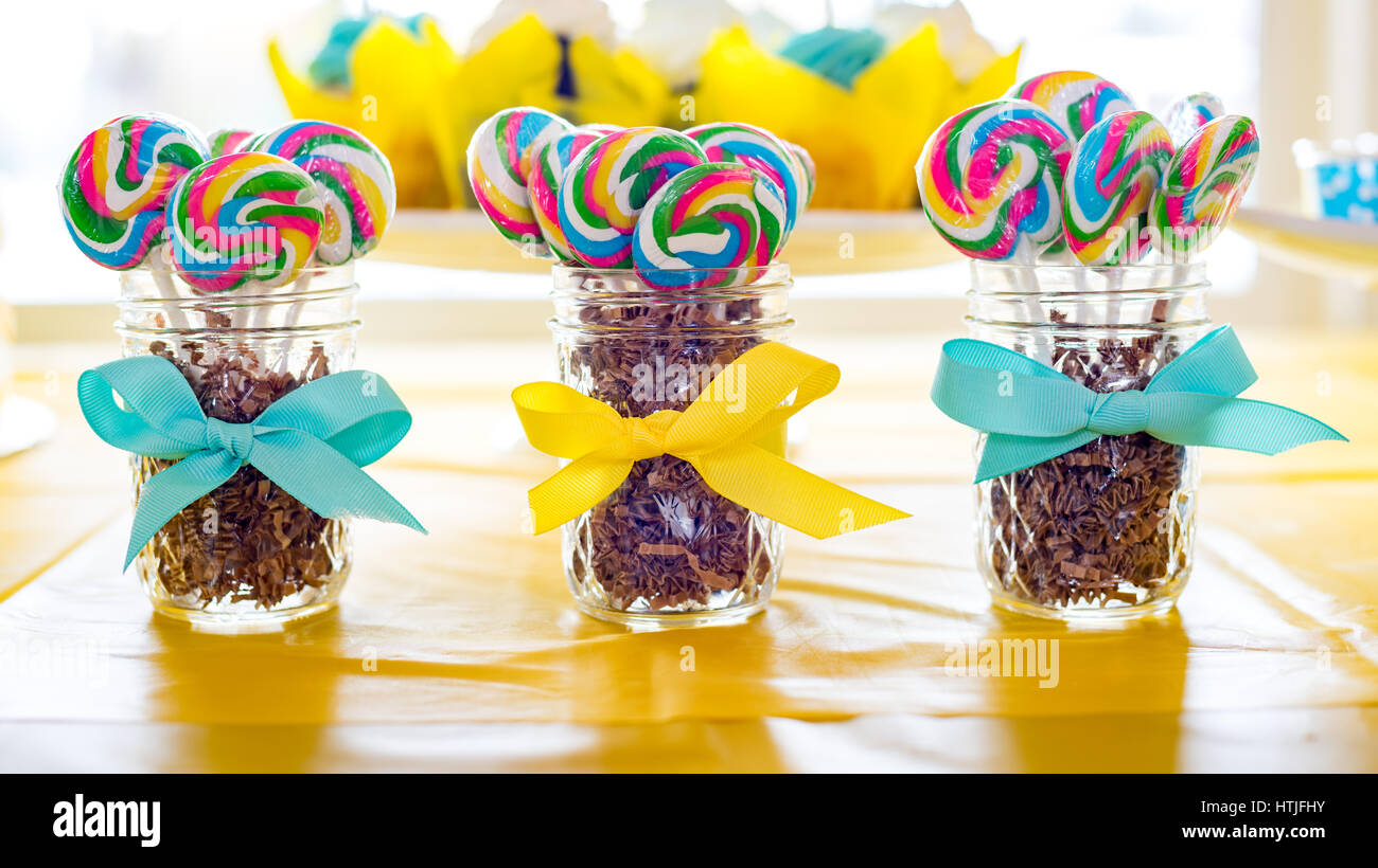 Sweet candy lollipops at a Baby Shower Stock Photo - Alamy