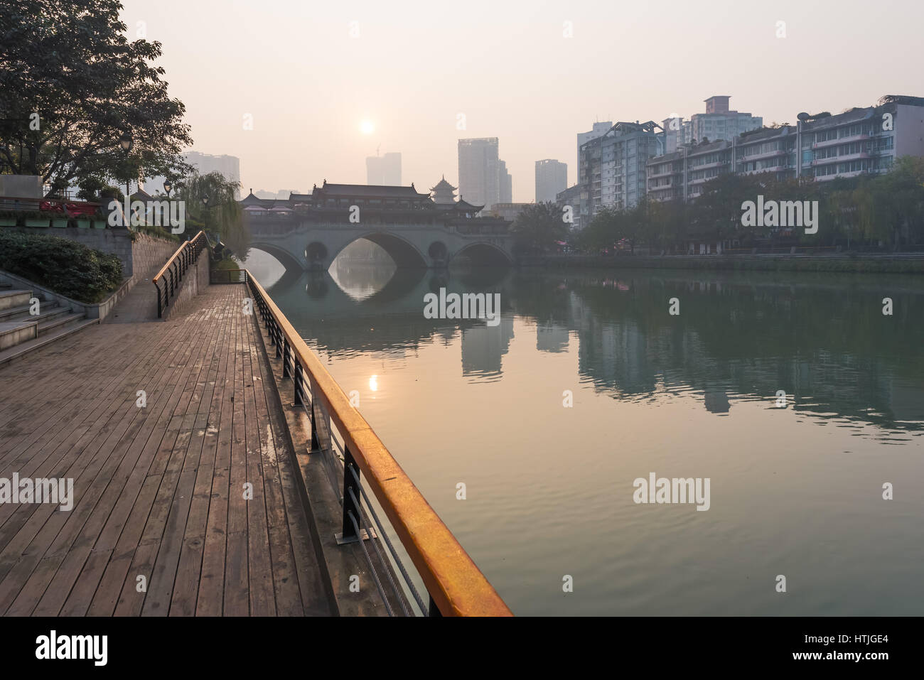Chengdu Anshun bridge at sunrise in the fog Stock Photo - Alamy