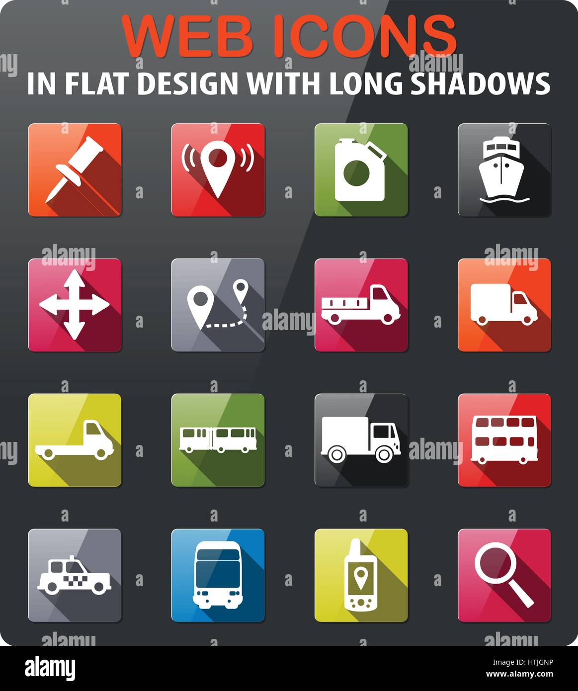 Navigation icons set in flat design with long shadow Stock Vector Image & Art - Alamy