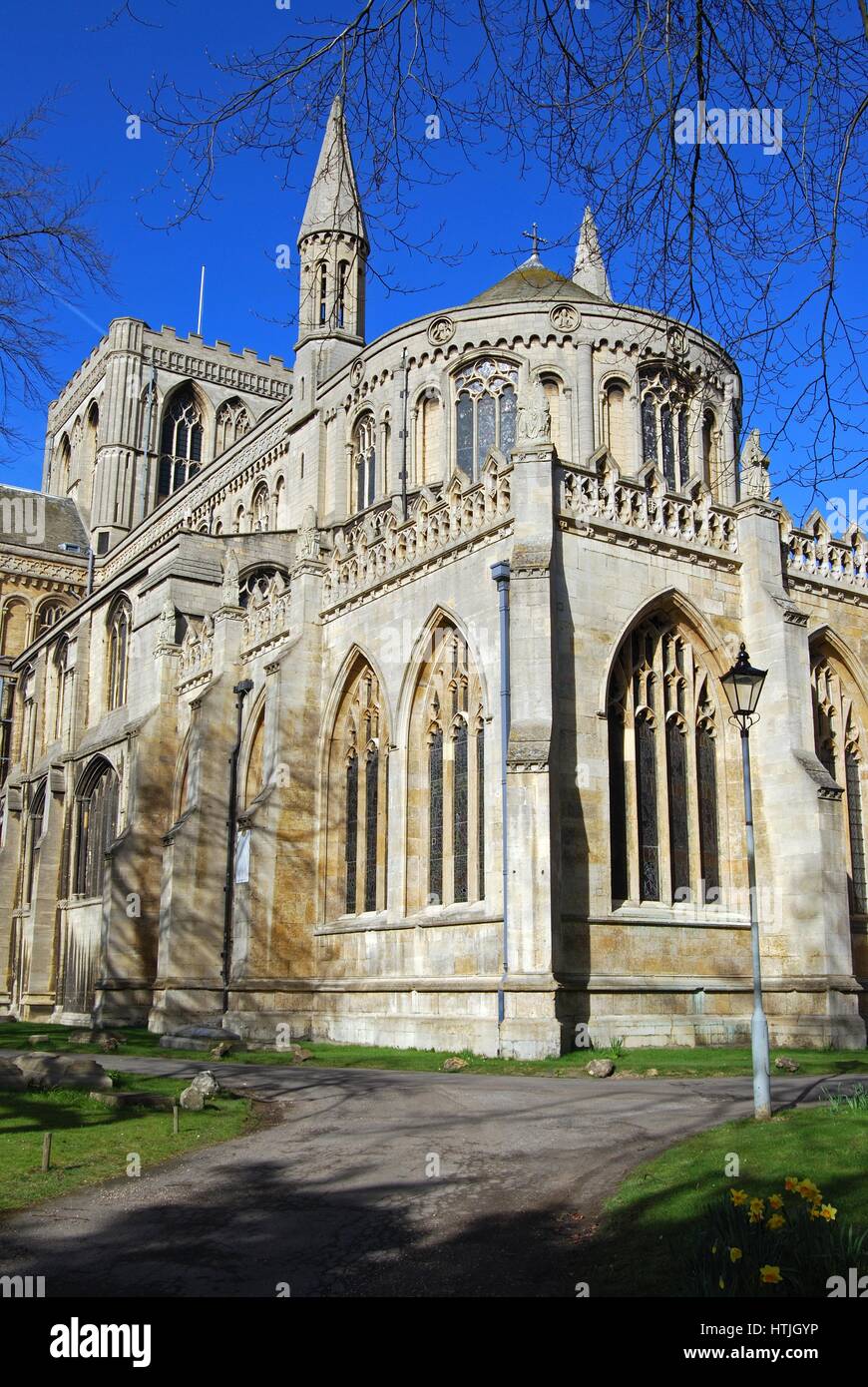 Rear view of Peterborough Cathedral (Cathedral Church of St. Peter, St ...