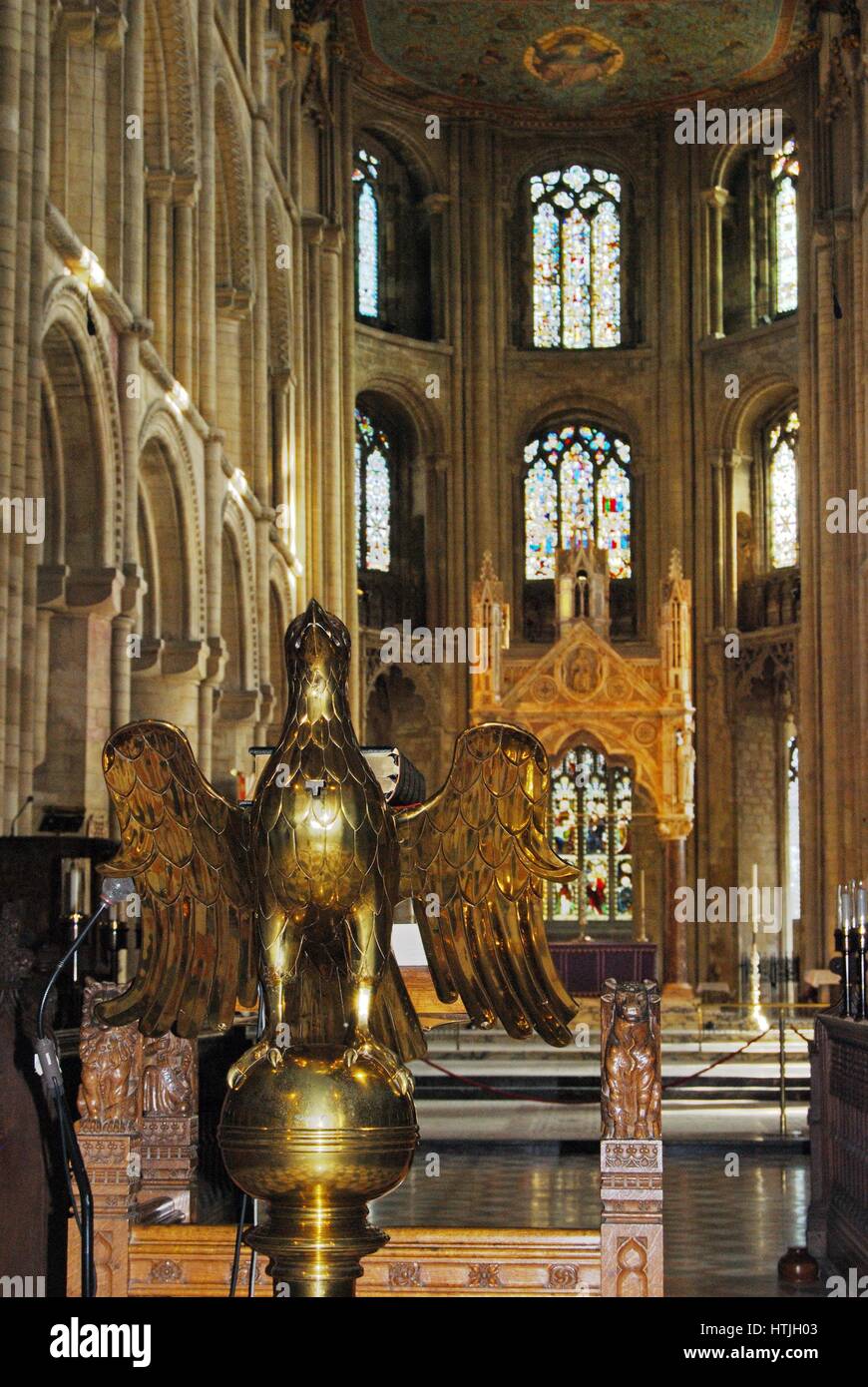 Gilt lectern inside Peterborough Cathedral (Cathedral Church of St ...