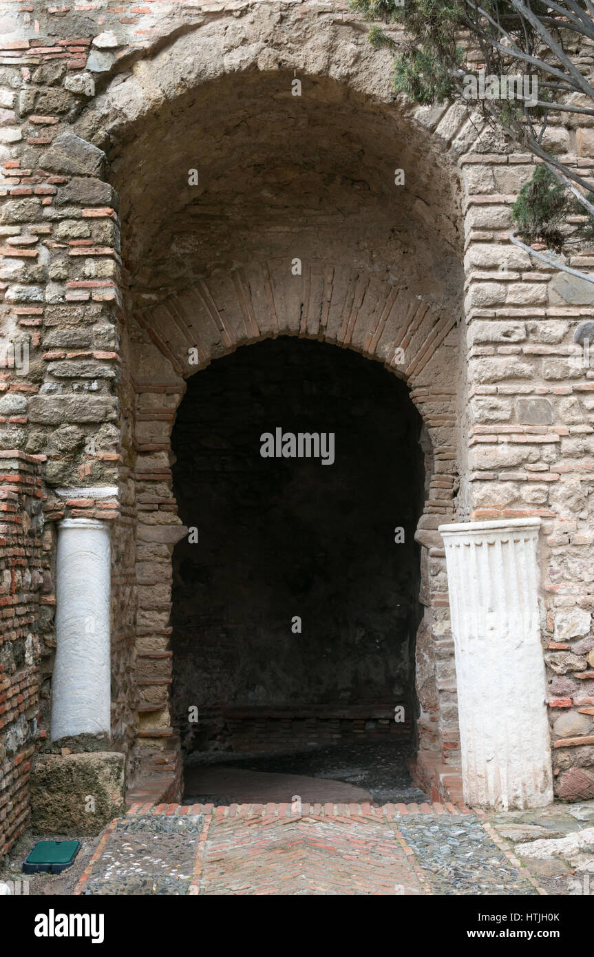 Old Roman column used within the Alcazaba or Moorish castle, Malaga ...