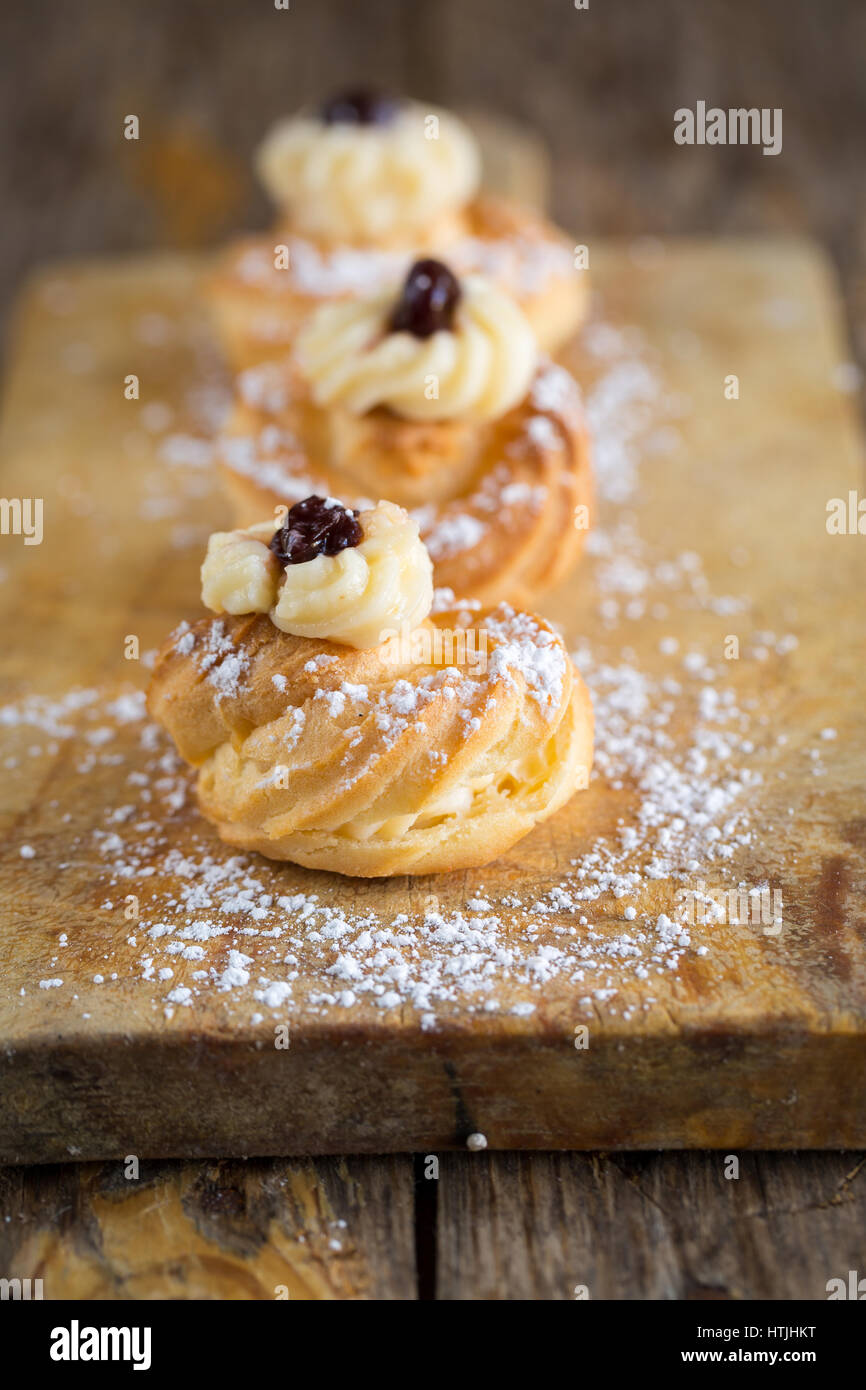 Delicious home made Zeppole pastries typical from south of Italy ...