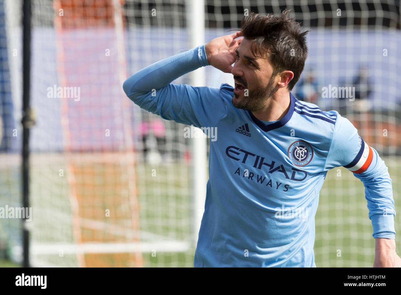 New York, United States. 12th Mar, 2017. David Villa (7) of NYCFC ...