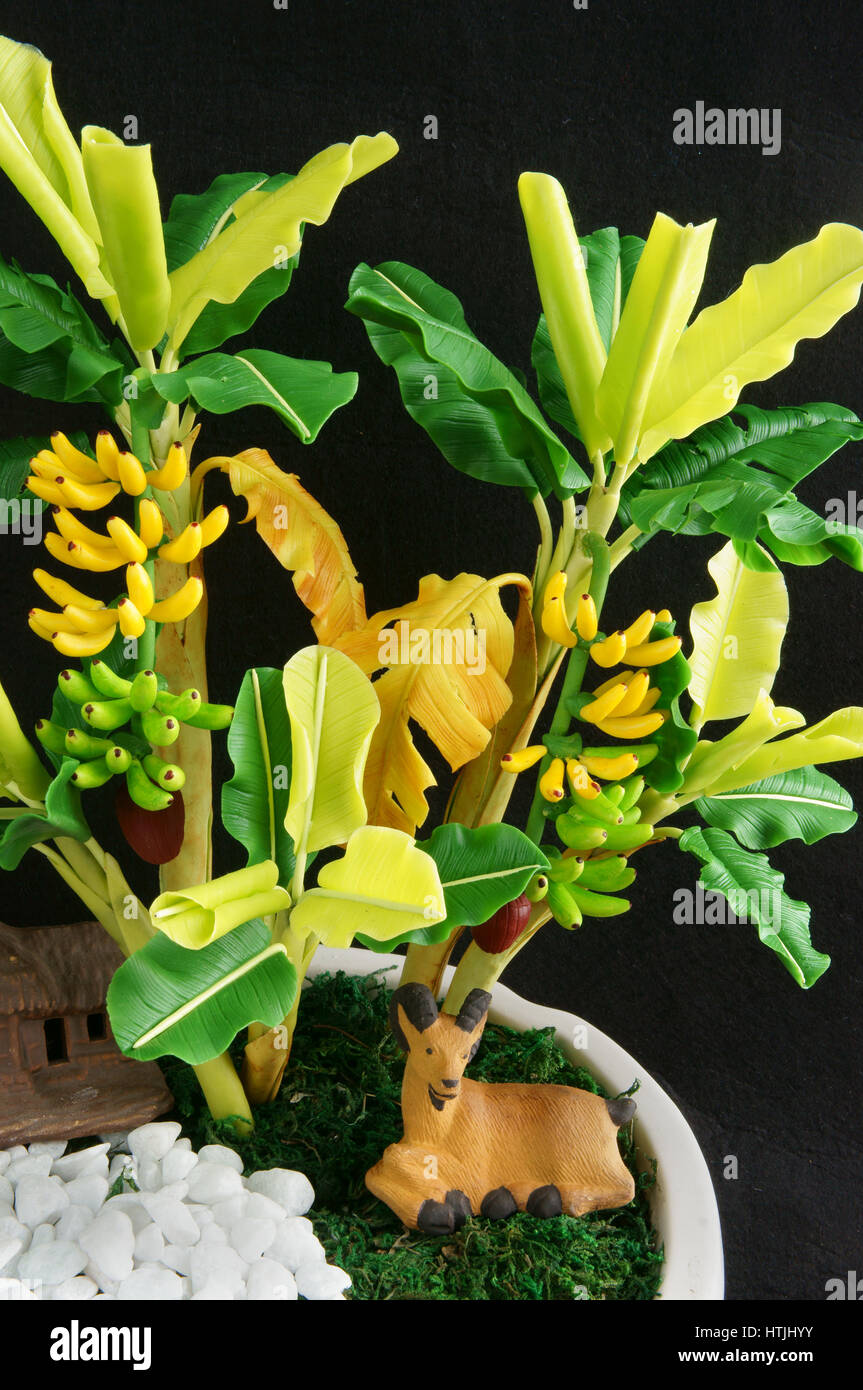 Amazing banana tree make from clay to decor for house, handmade product ...