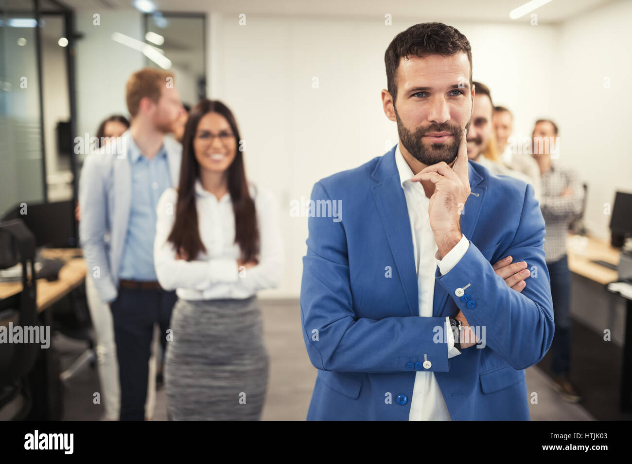 Group of professional successful business people at company office ...