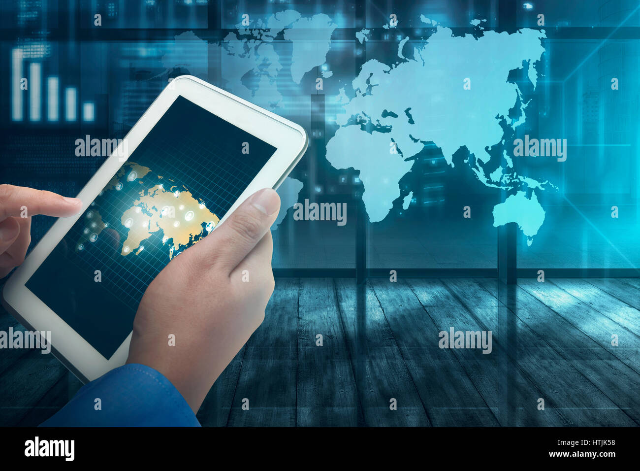 Man pointing finger world map hi-res stock photography and images - Alamy