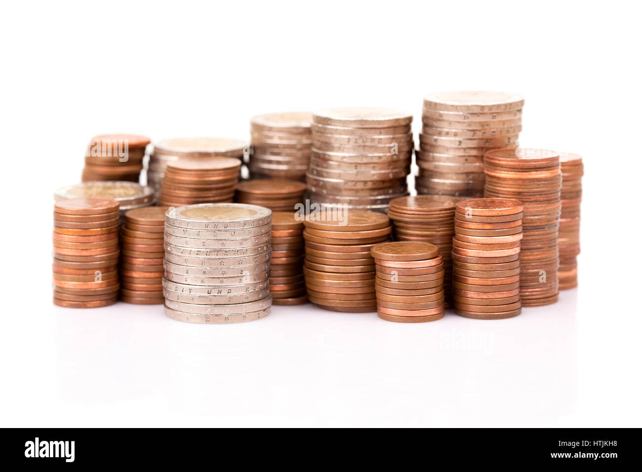 Heap of euro coins isolated on white background Stock Photo - Alamy