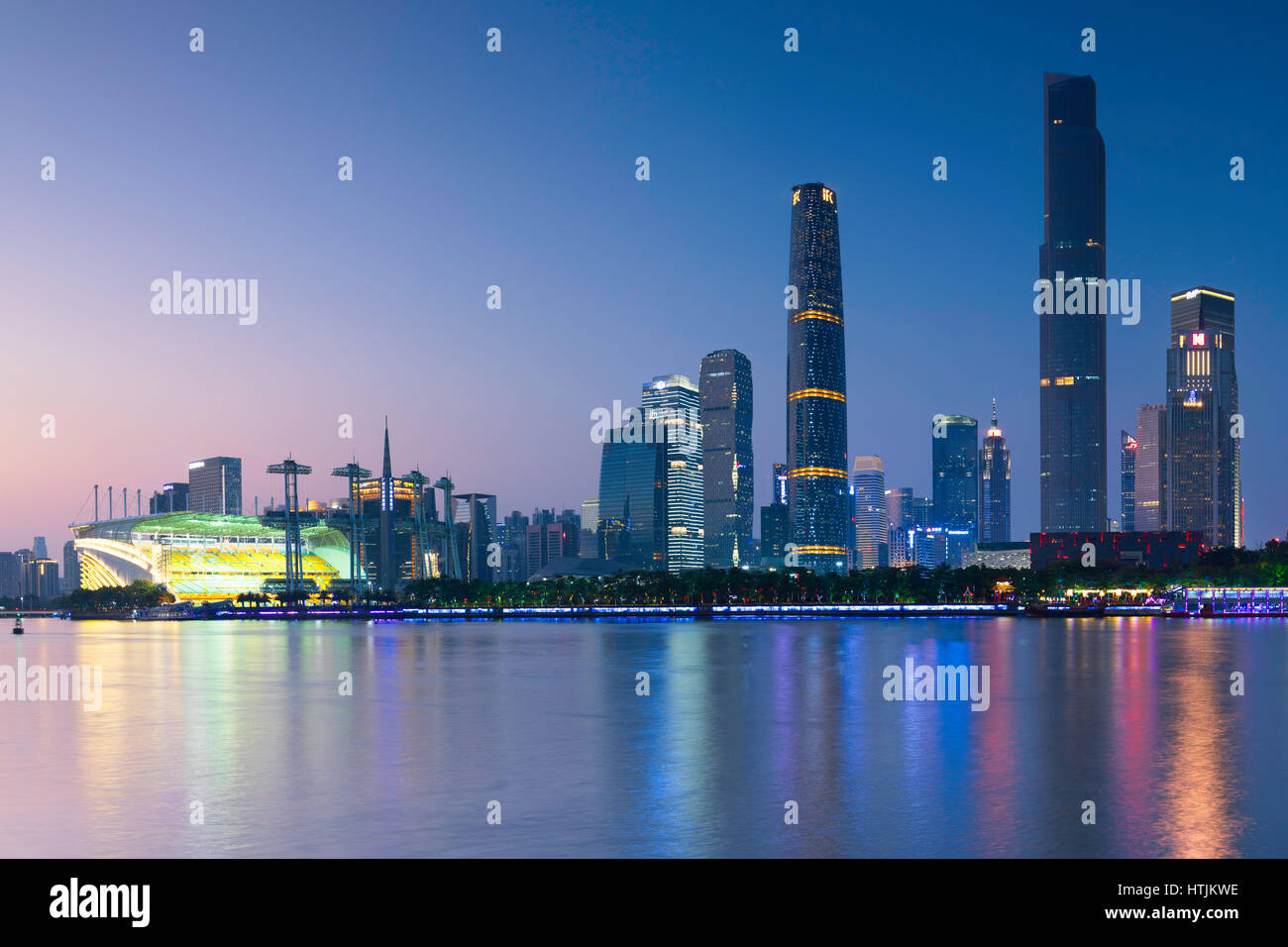 Skyline of Tianhe at dusk, Guangzhou, Guangdong, China Stock Photo - Alamy