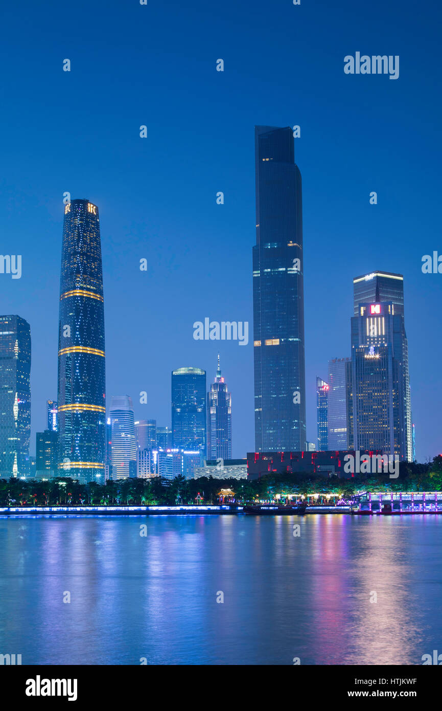 Skyline of Tianhe at dusk, Guangzhou, Guangdong, China Stock Photo - Alamy