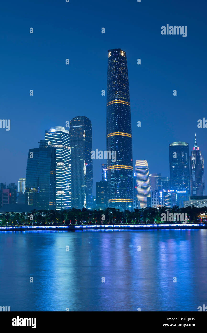 Skyline of Tianhe at dusk, Guangzhou, Guangdong, China Stock Photo - Alamy