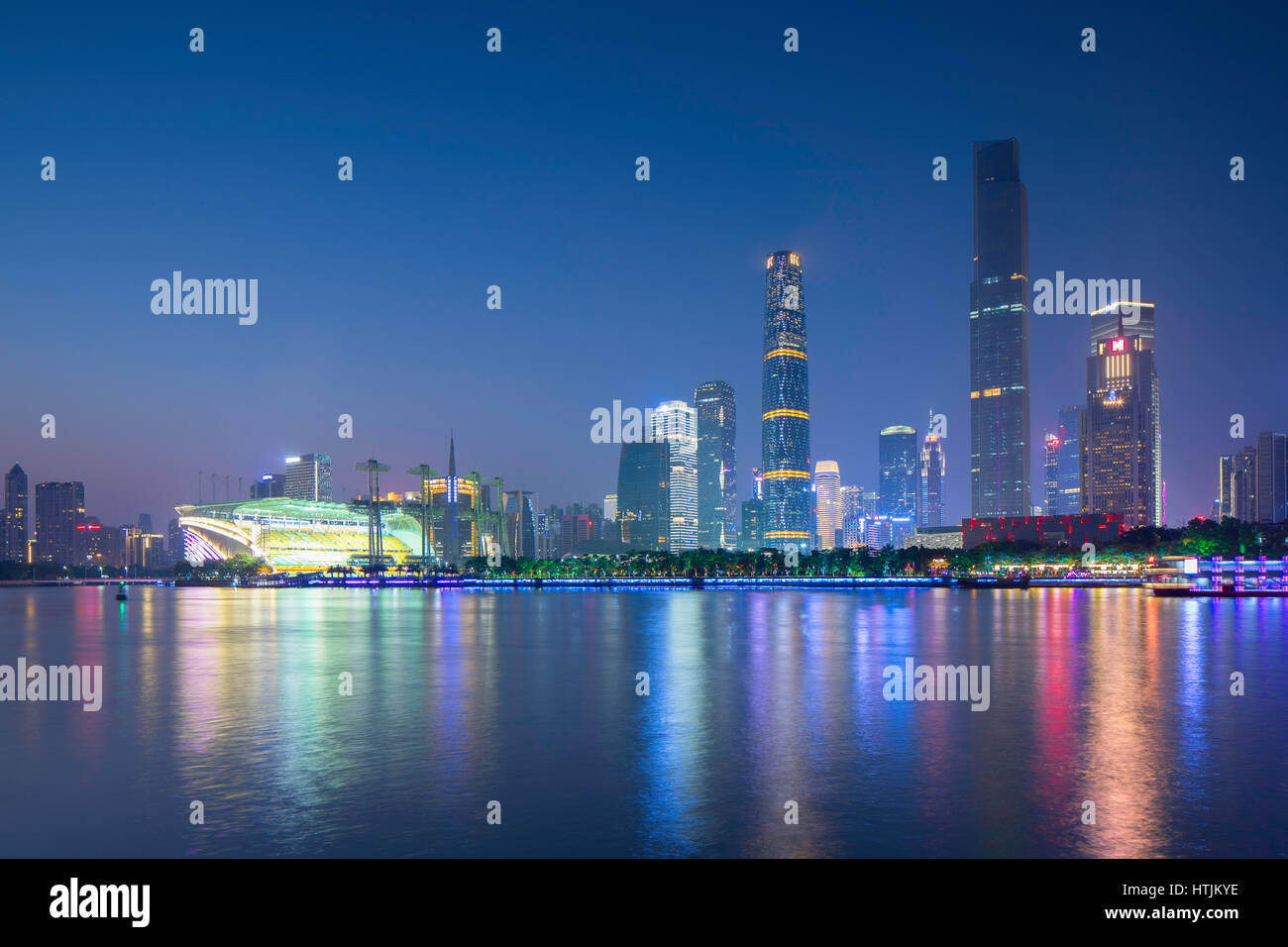 Skyline of Tianhe at dusk, Guangzhou, Guangdong, China Stock Photo - Alamy