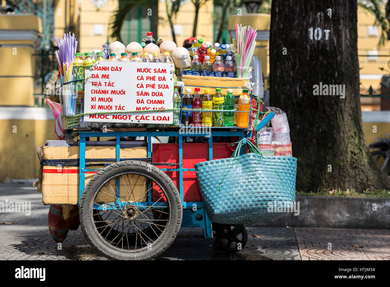 Ho Chi Minh City, Vietnam. February 2017. A street food vending cart ...