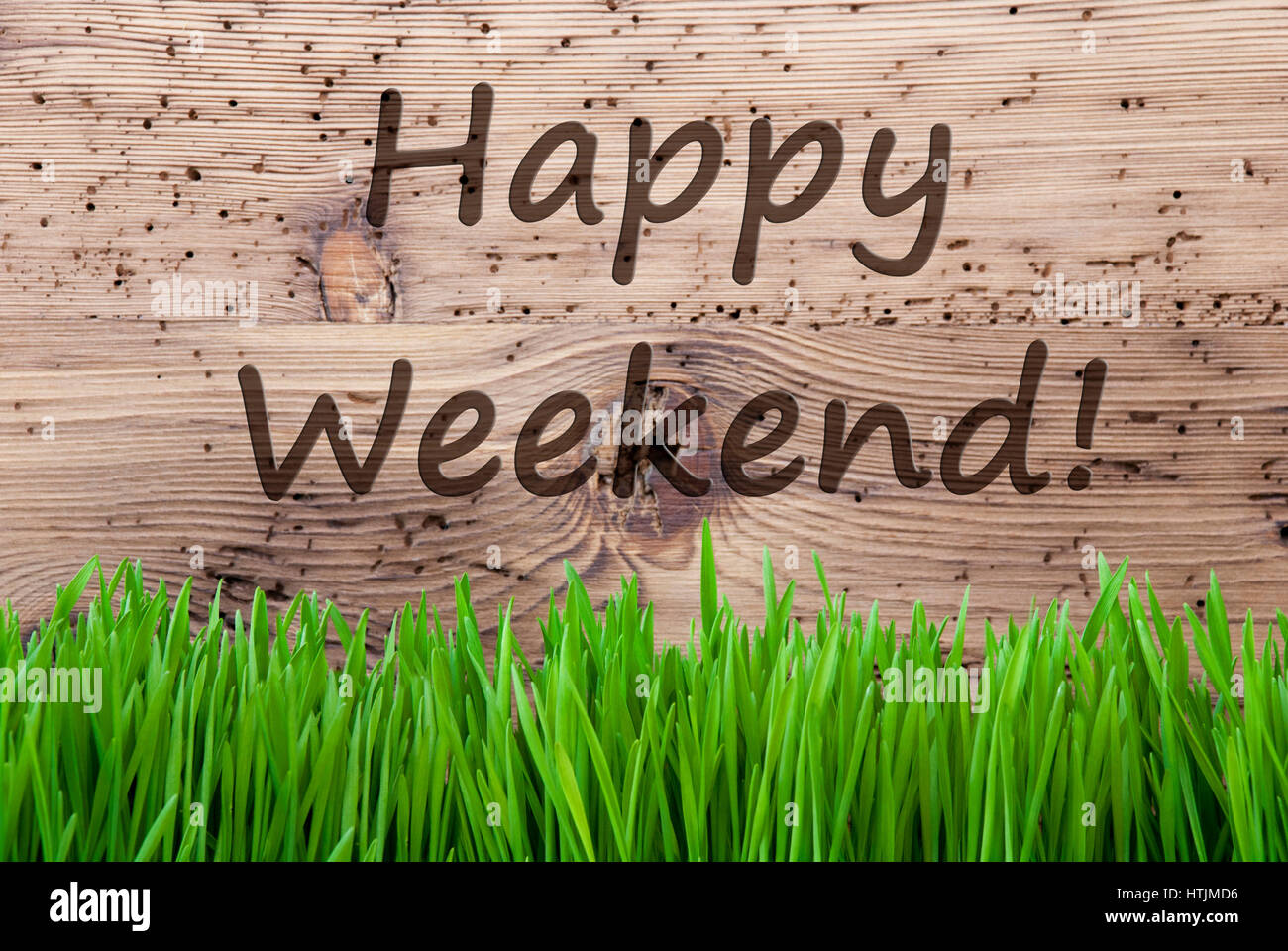 English Text Happy Weekend. Spring Season Greeting Card. Bright Aged ...