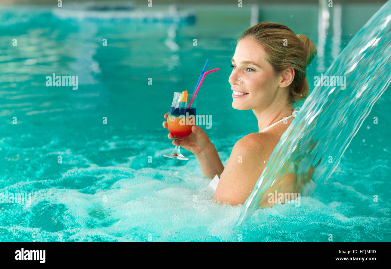 Beautiful woman enjoying jet water hi-res stock photography and images ...
