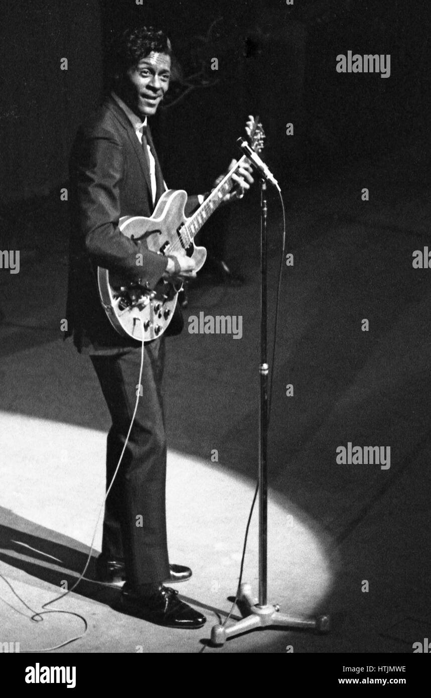 American singer and guitar player Chuck Berry during a concert at the ...