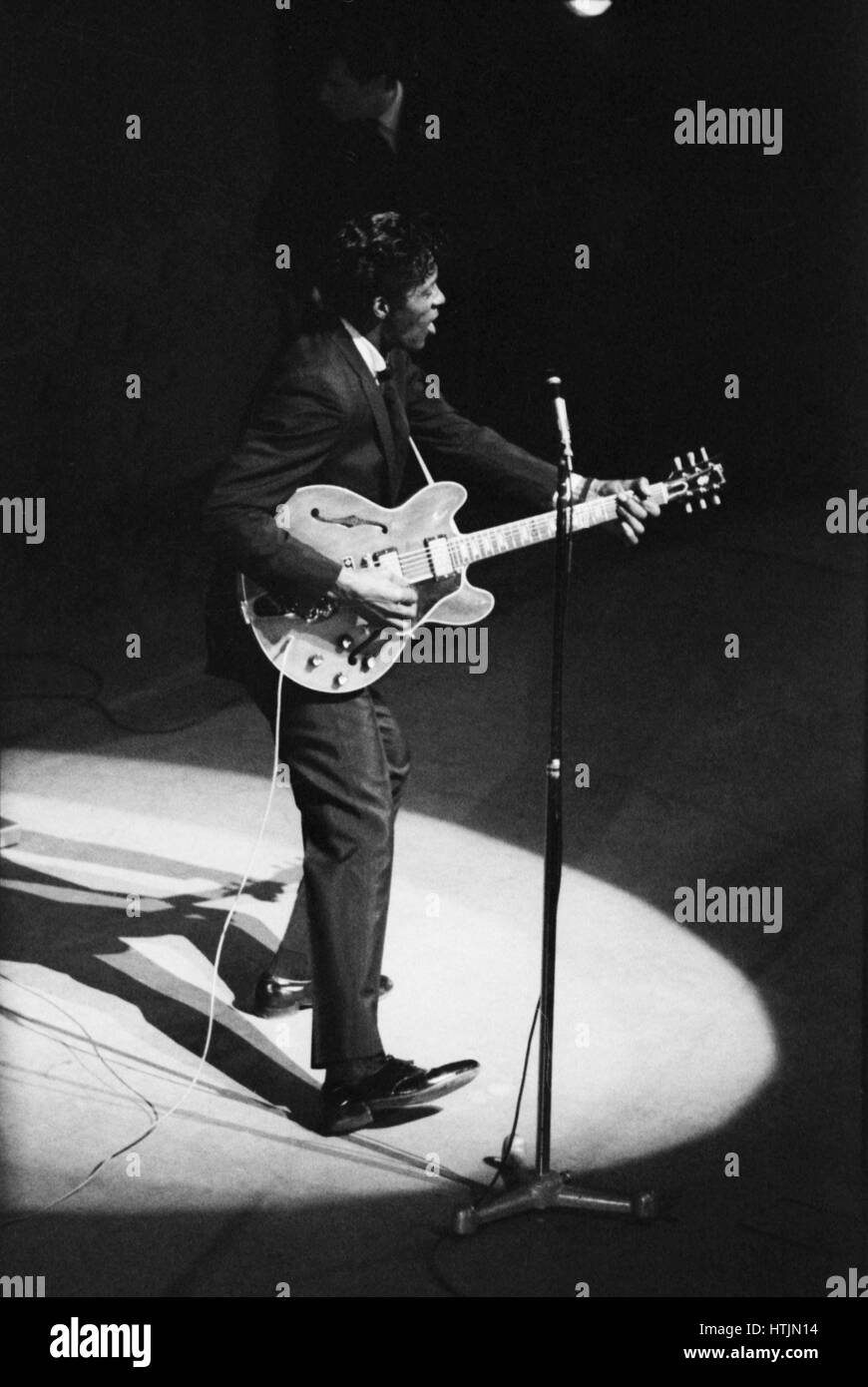 American singer and guitar player Chuck Berry during a concert at the ...
