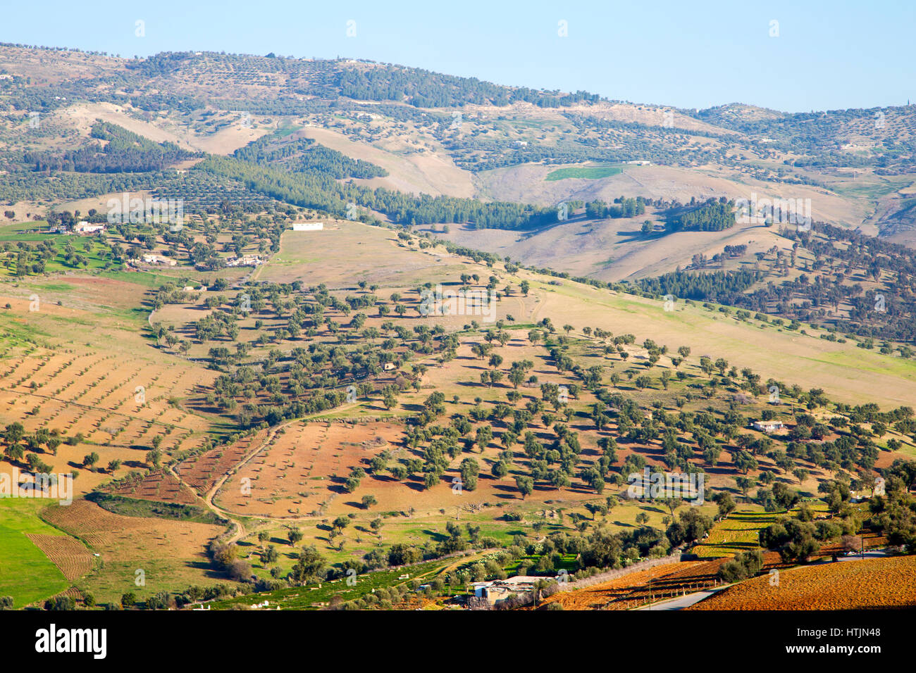 from high in the village morocco africa field and constructions Stock ...